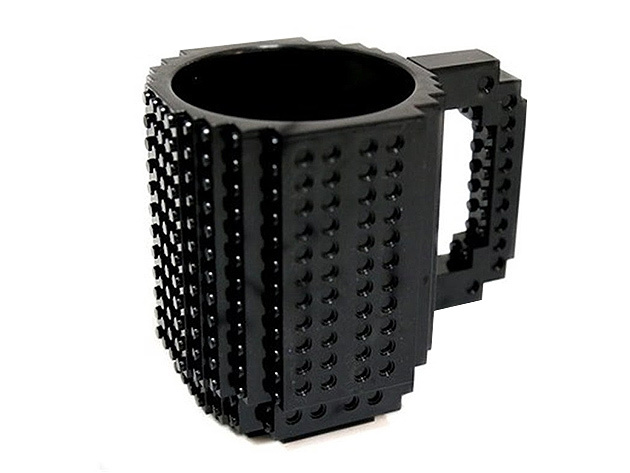 Build-On Brick Mug, A Peg and Hole Surface Coffee Cup That Can Be Built ...