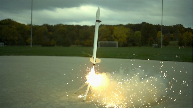 Super Slow Motion Footage of Six Foot Rockets Blasting Off Into the Sky