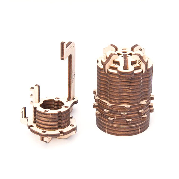 A Mechanical Wooden Combination Lock Kit Inspired by The Da Vinci Code