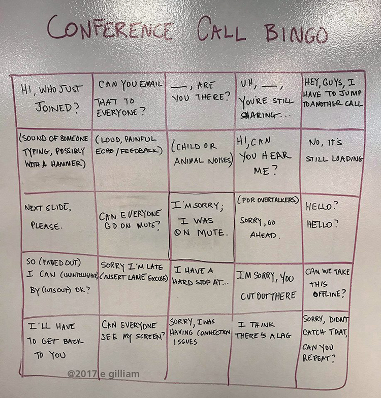 A Clever Bingo Card for People Who Spend a Lot of Time Sitting In on ...