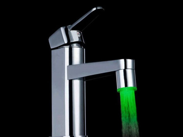 A Light Up Water Faucet Attachment That Changes Colors Based on Temperature