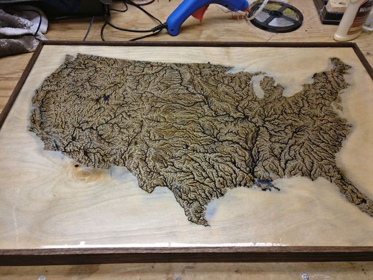 A Stunning Handcrafted Laser Cut Map of the United States With All Its ...
