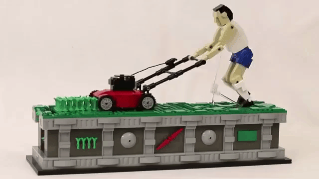 An Amazing Kinetic LEGO Sculpture of a Modern Day Sisyphus Mowing His ...