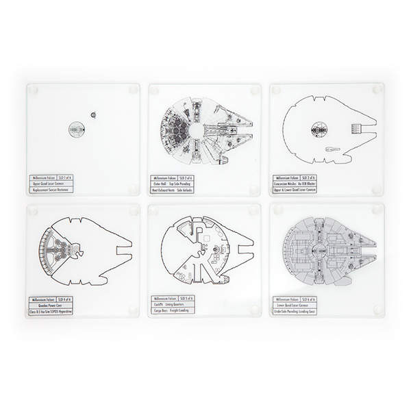 Star Wars Coaster Set Featuring Cross Sections of the Millennium Falcon