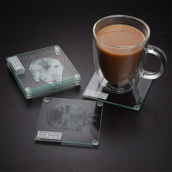 Star Wars Coaster Set Featuring Cross Sections of the Millennium Falcon
