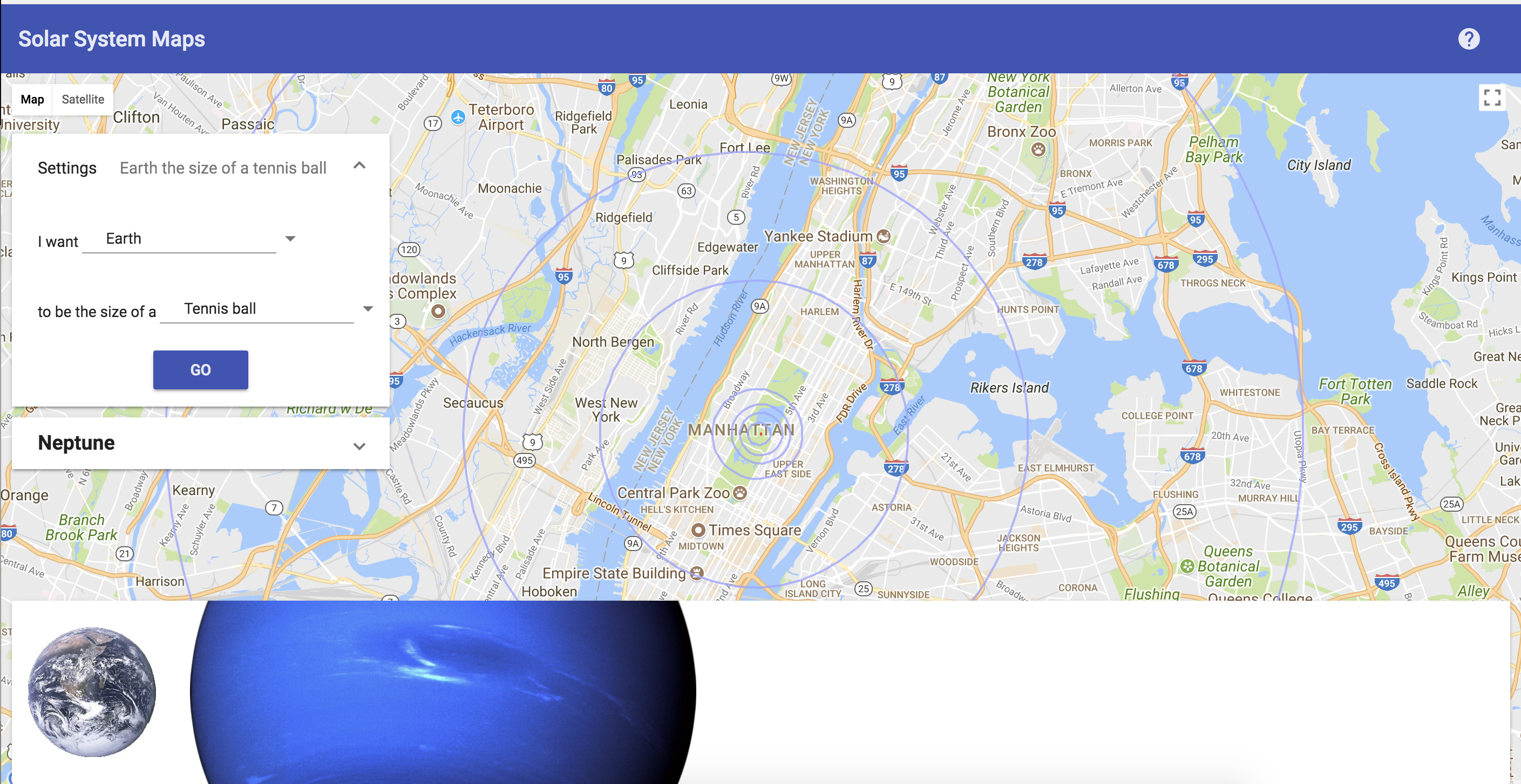 An Interactive Map Showing the Range of the Solar System If Earth Were ...