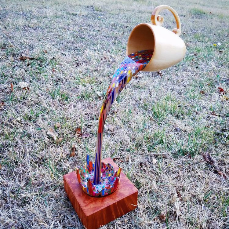 A Gorgeous Wooden Sculpture of a Floating Coffee Cup Spilling Out a ...