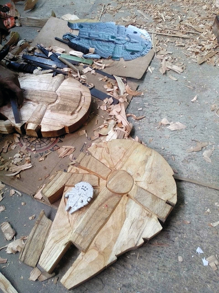 Hand Carved Wooden Millennium Falcon Models