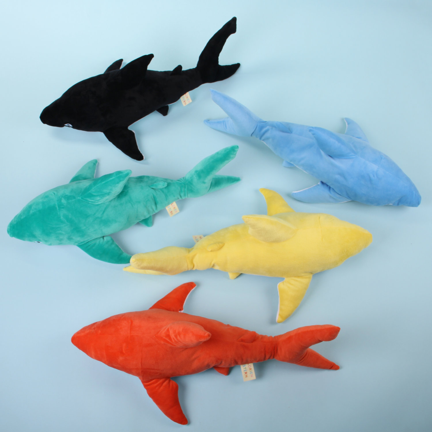 Soft Huggable Brightly Colored Shark Plushies