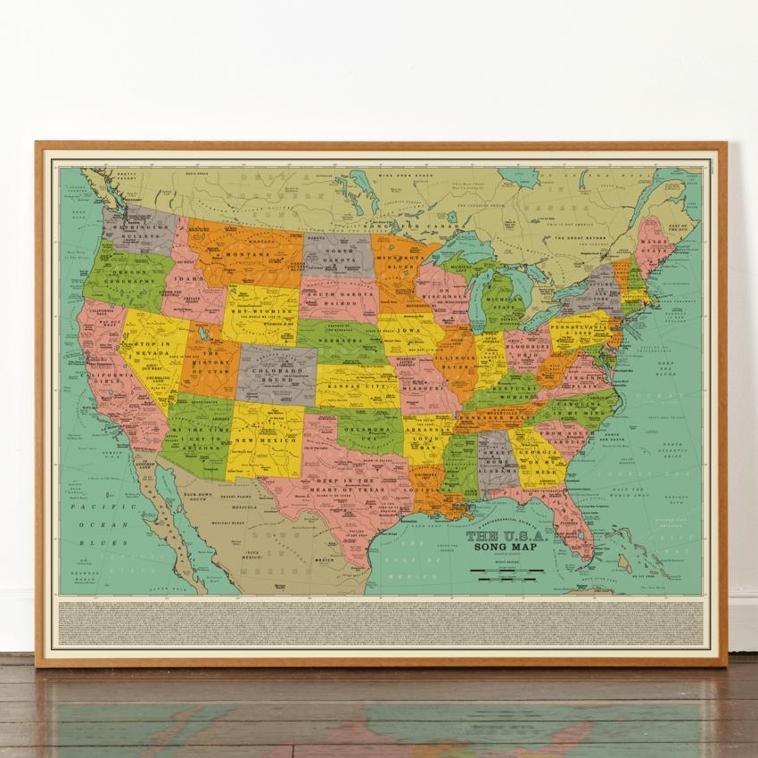 A Vintage Style Art Print That Imagines the Map of the Entire United ...