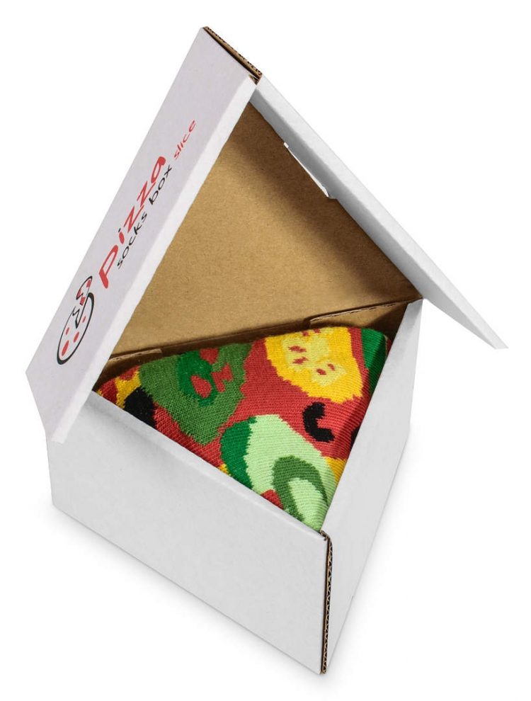 Clever Pizza Socks With a Variety of Toppings Packaged in Cardboard ...