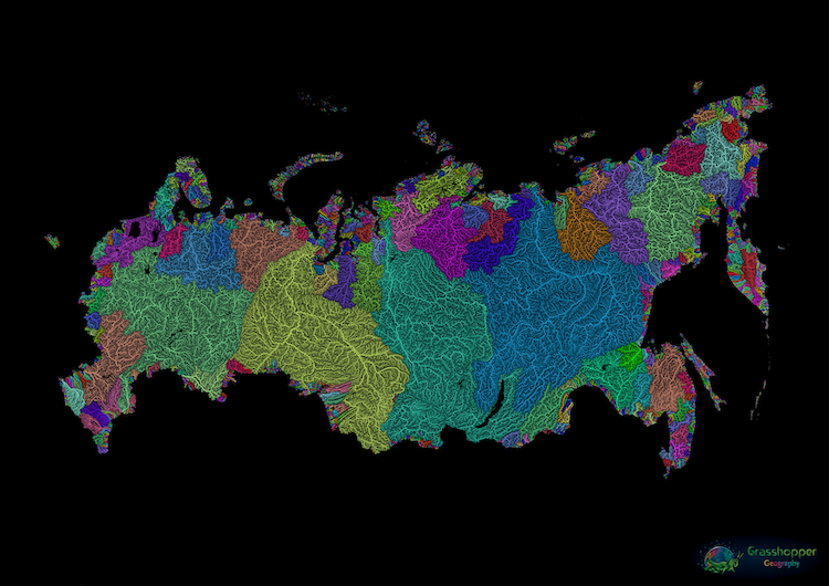 A Beautiful Map Featuring Every River Basin in the World Highlighted In ...