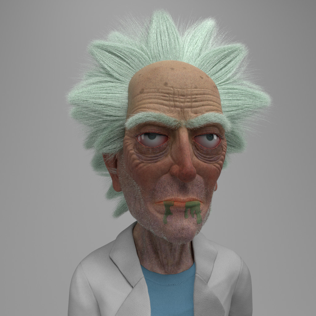 Old Man Rick, A Stylized 3D Digital Portrait of Rick Sanchez From 'Rick ...