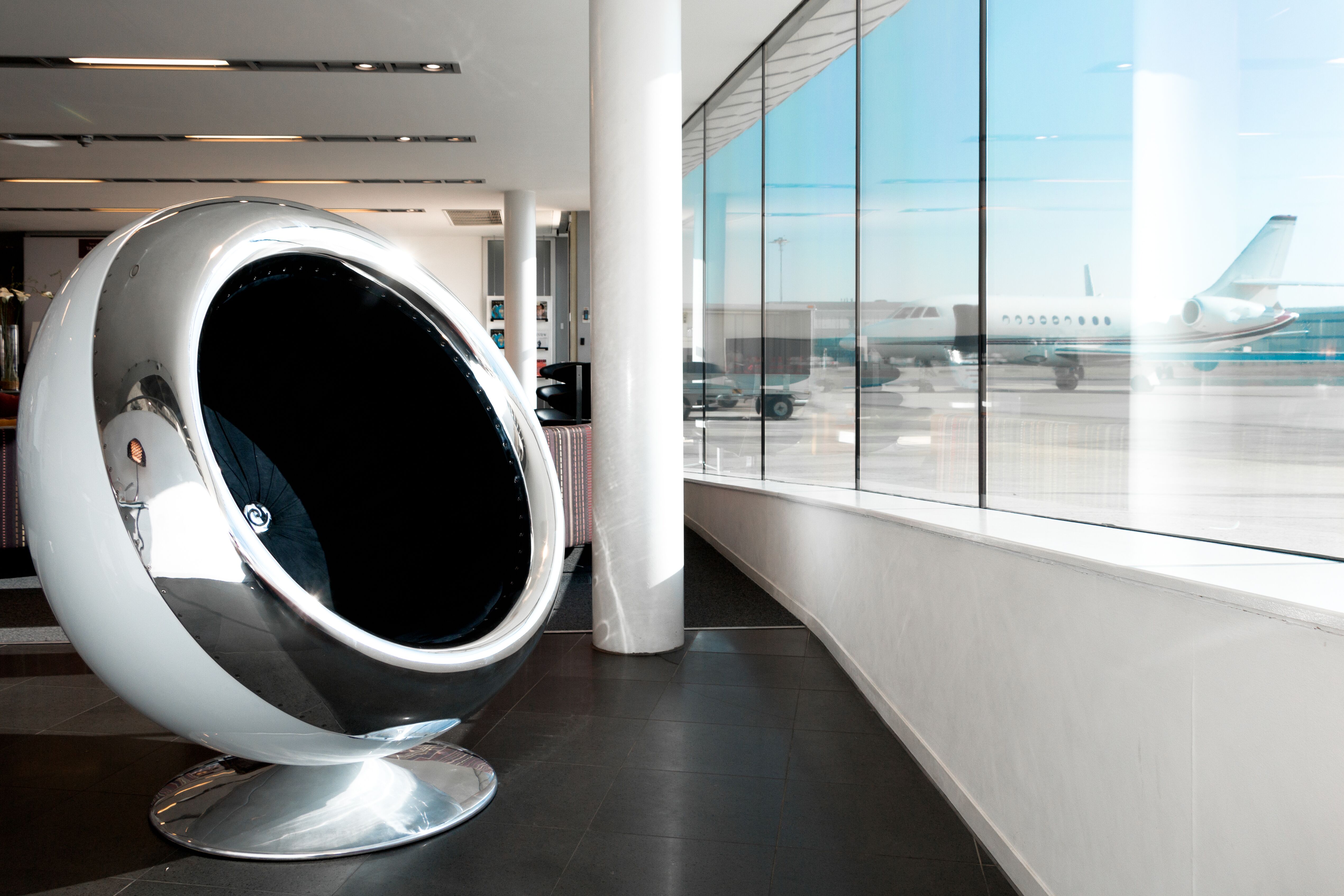 An Ultra Modern Enclosed Chair Made Out of a Jet Engine Cowling From a ...