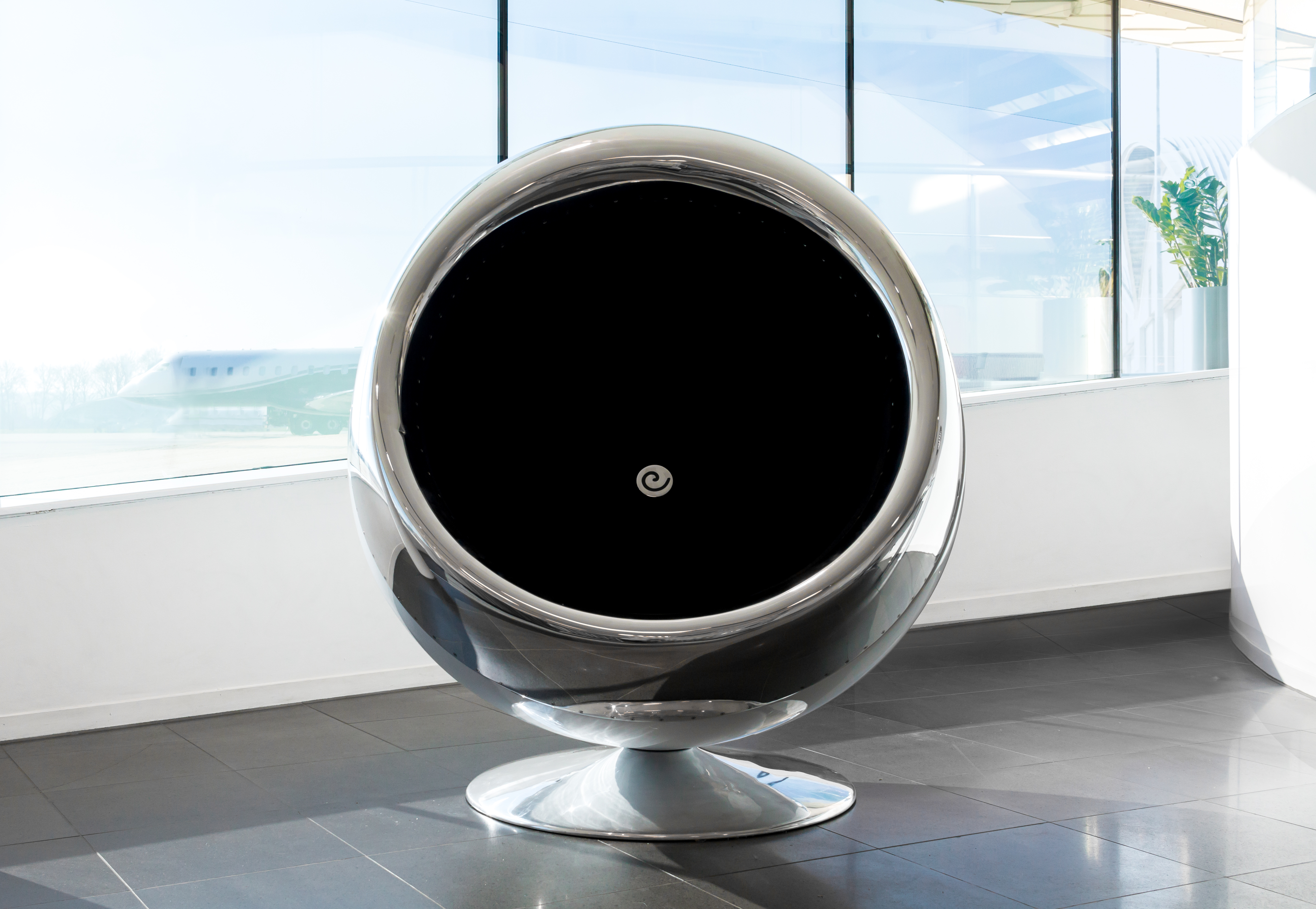 An Ultra Modern Enclosed Chair Made Out of a Jet Engine Cowling From a ...
