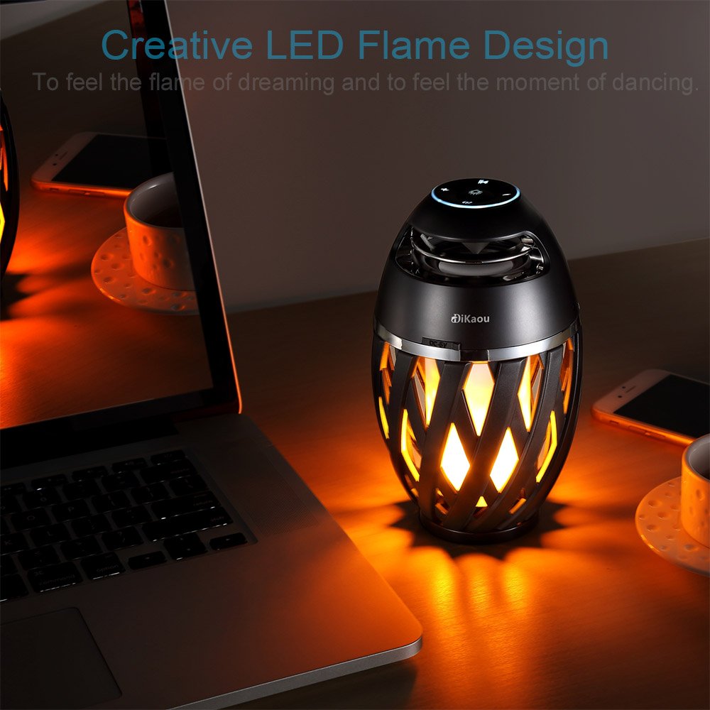 Elegant Wireless Speaker With a Flickering LED Flame