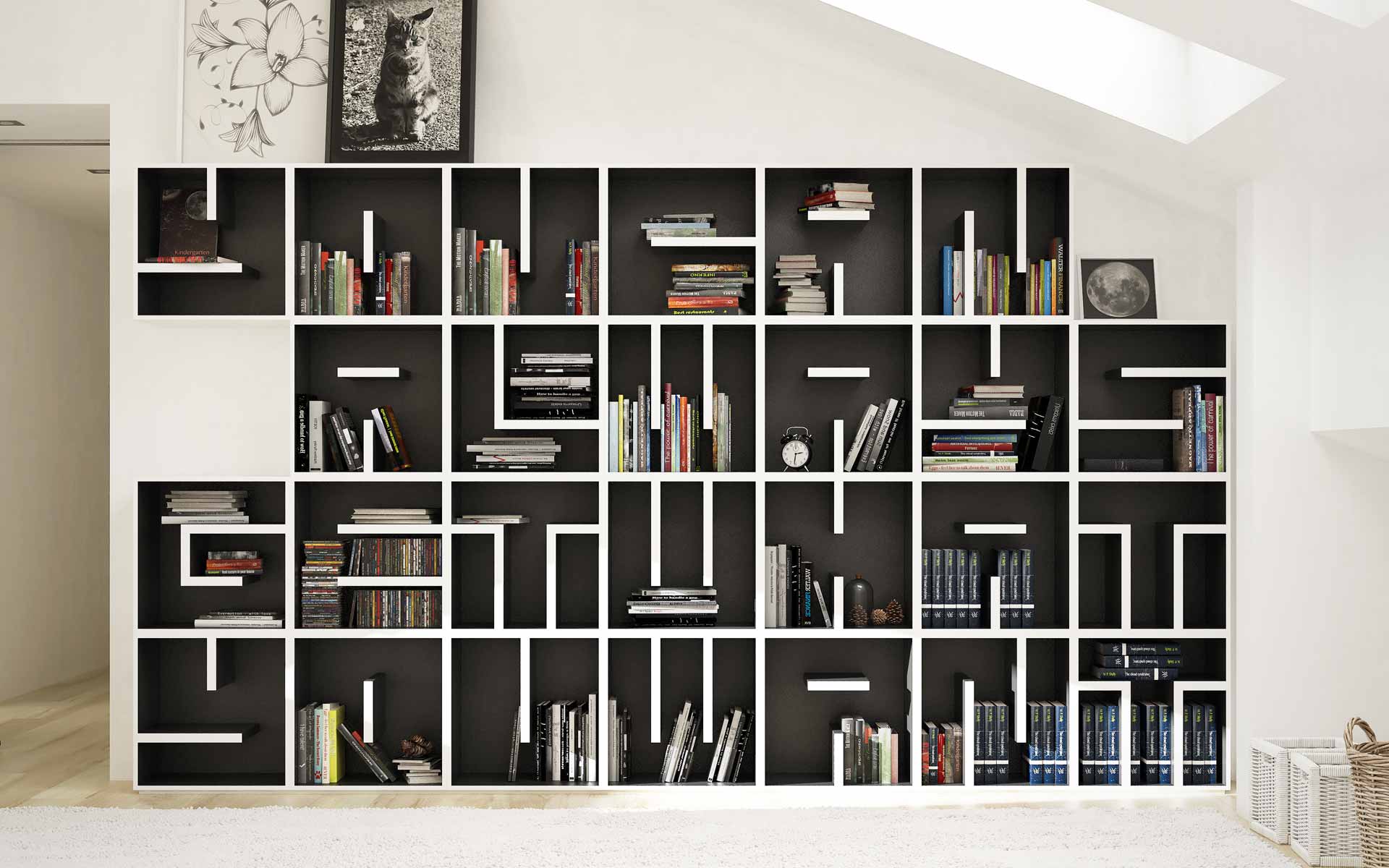 A Clever Bookcase With Word Forming Letter Shelves