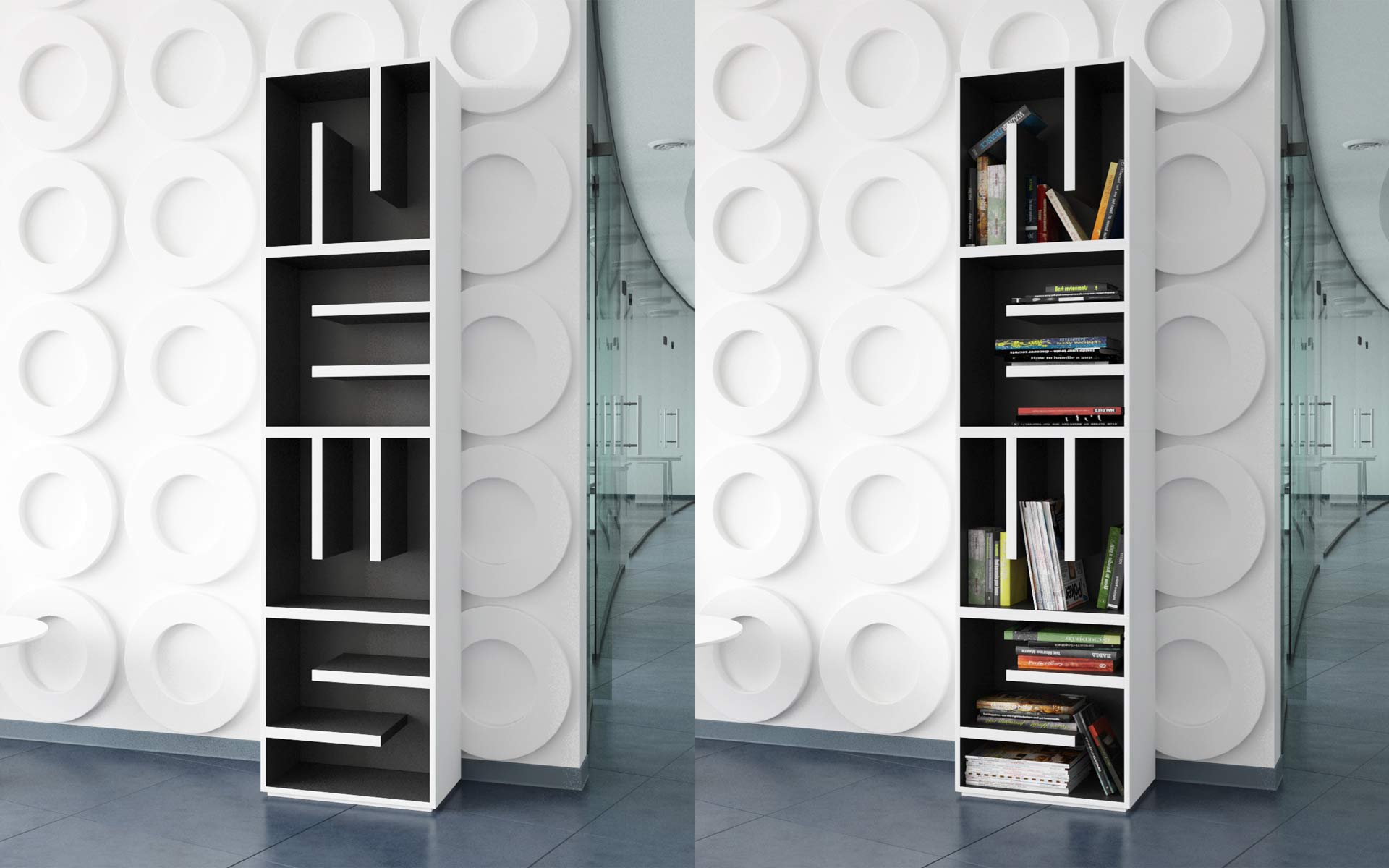A Clever Bookcase With Word Forming Letter Shelves
