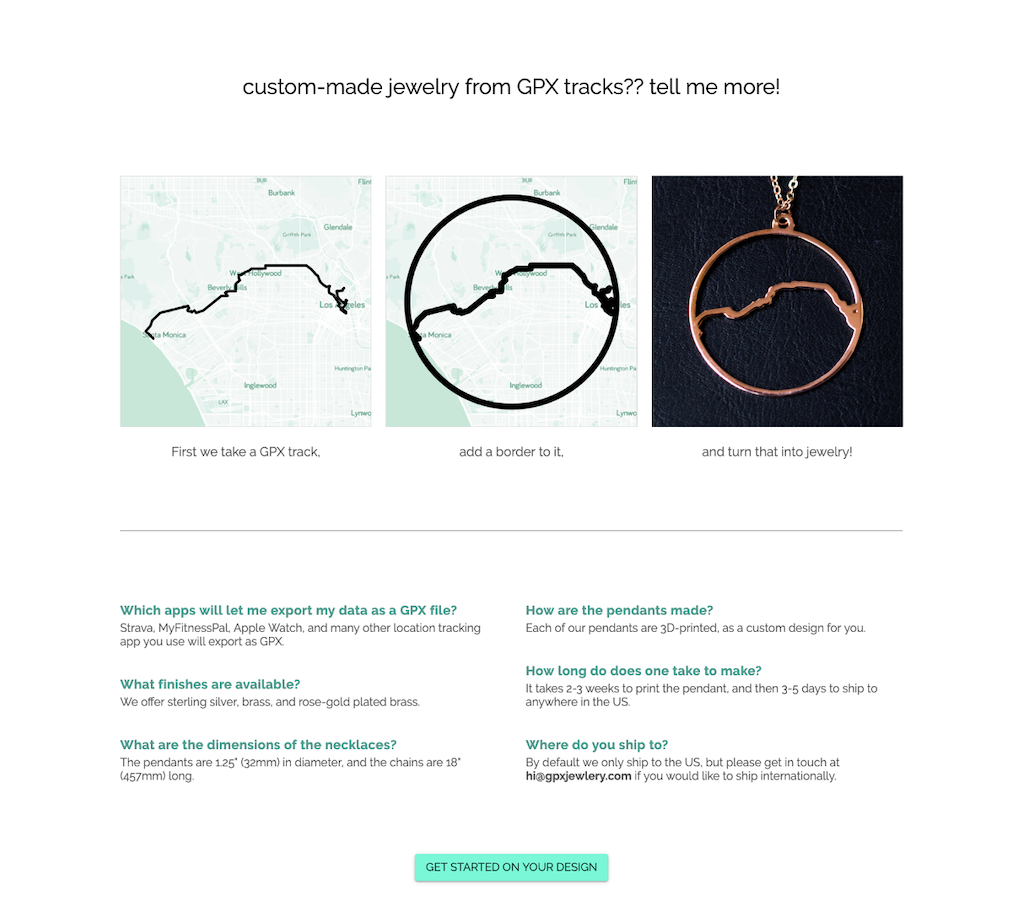 3D Printed Jewelry Made From Personal GPS Traces