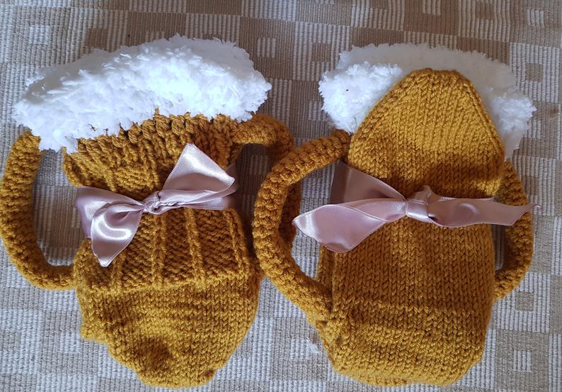 Cozy Hand Knitted Beer Mug Socks With Handles