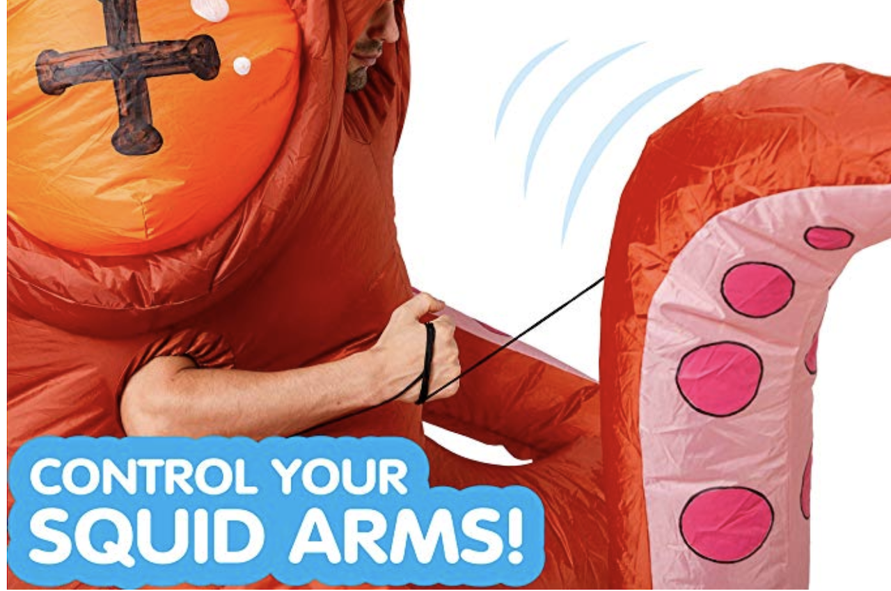 Inflatable Giant Squid Costume With Articulating Arms
