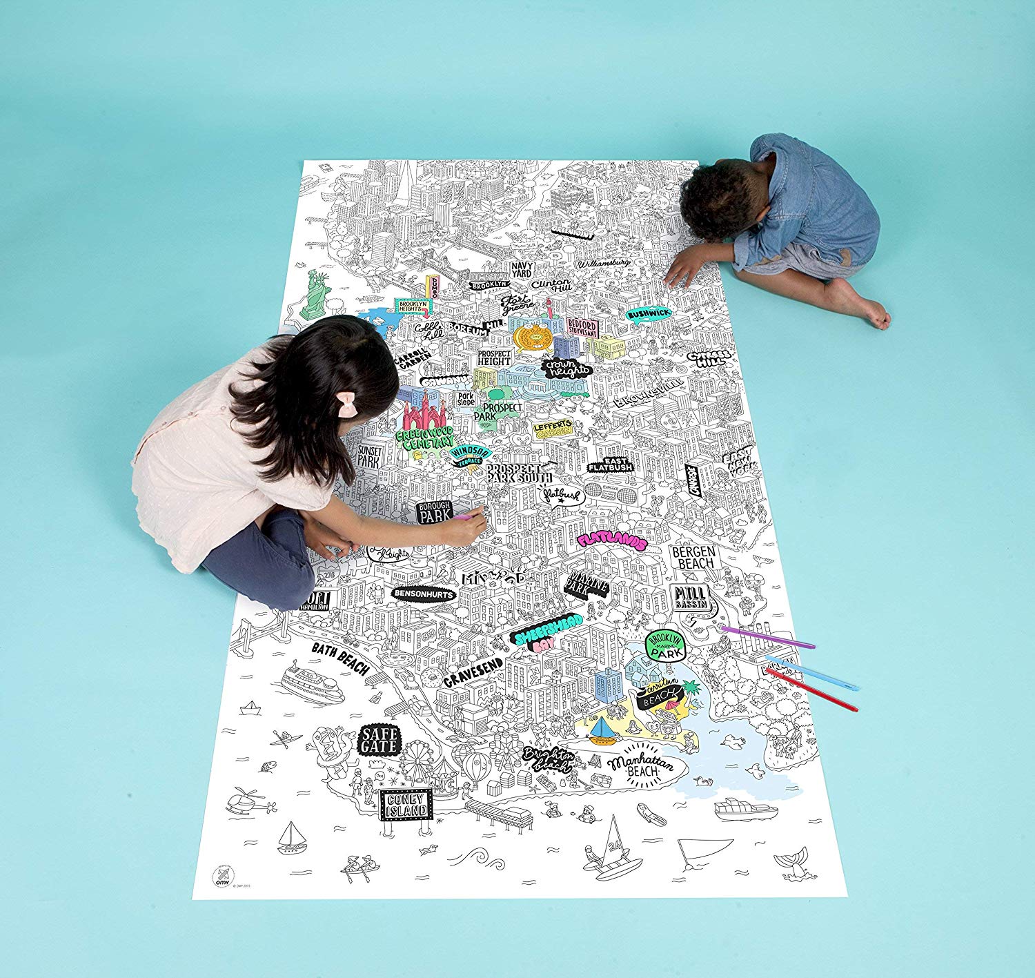 Giant Illustrated City Maps Made For Coloring Both Inside and Outside ...