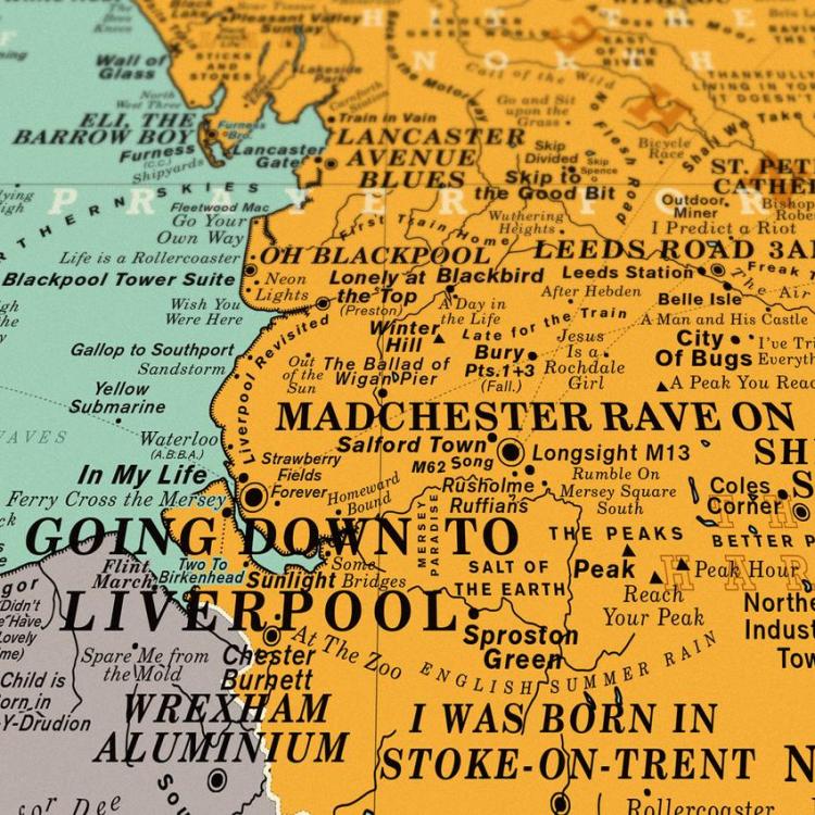 A Charming Vintage Style Map of the U.K. Made Up Entirely of 1,400 ...