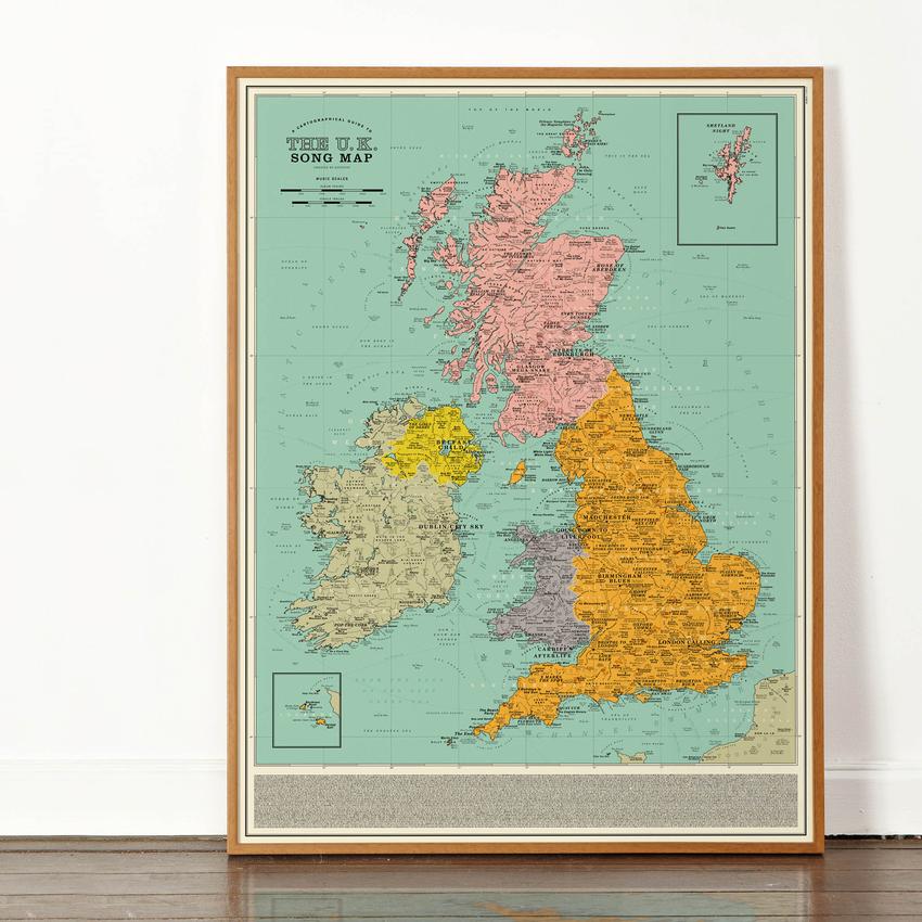 A Charming Vintage Style Map of the U.K. Made Up Entirely of 1,400 ...