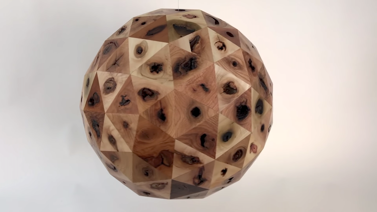 A Beautiful Geodesic Sphere Made Out of Wood Knots