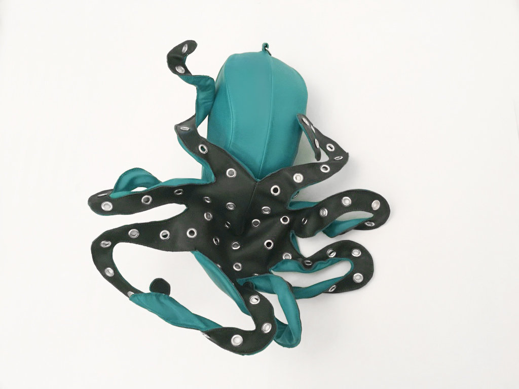 Striking Leather Octopus Purse With Eight Curling Arms