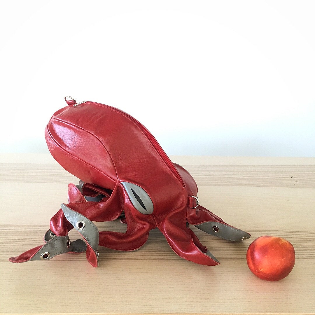 Striking Leather Octopus Purse With Eight Curling Arms