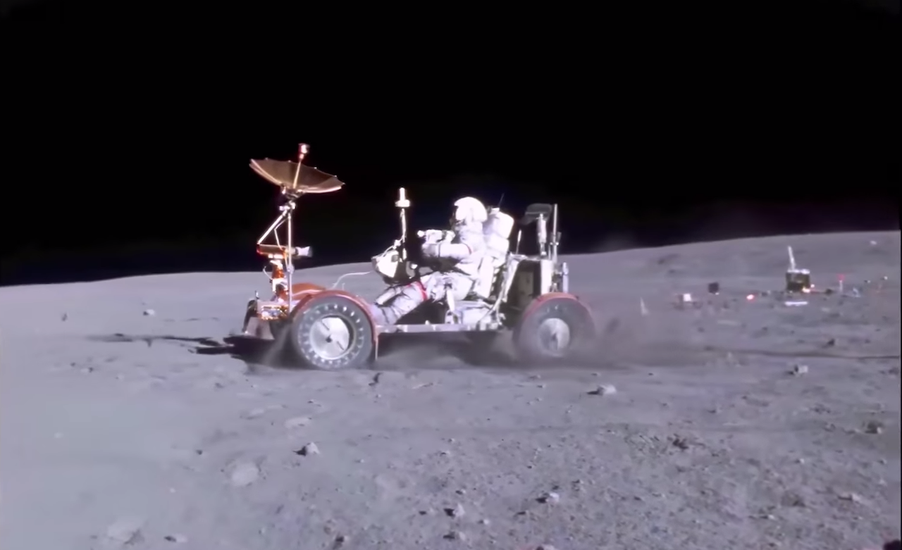 Colorized Footage of Apollo 16 Lunar Rover Grand Prix