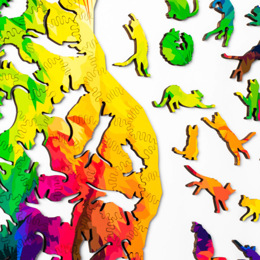 A 224 Piece Jigsaw Puzzle Featuring 43 Different Cat Shaped Pieces That ...