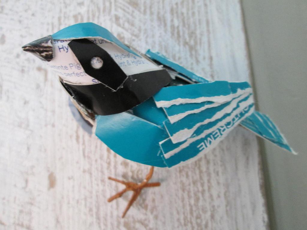 Making Colorful Birds From Recycled Snack Boxes