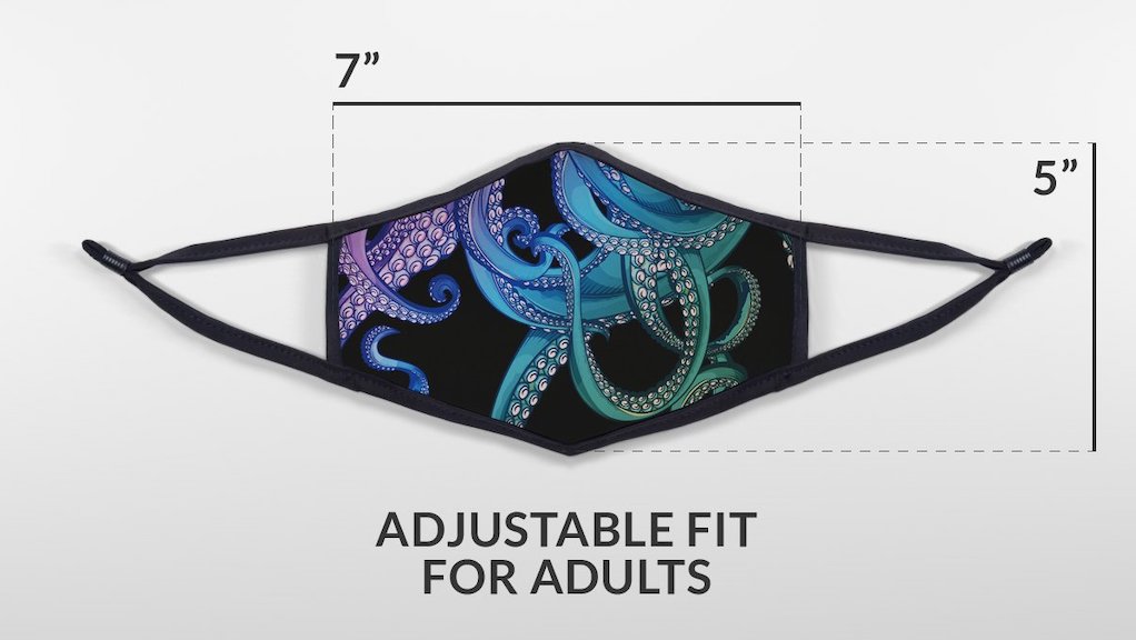 A Face Mask Covered in Colorful Octopus Tentacles