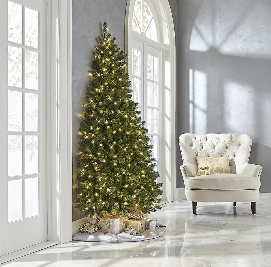 Clever Half Christmas Tree That Leans Against a Wall