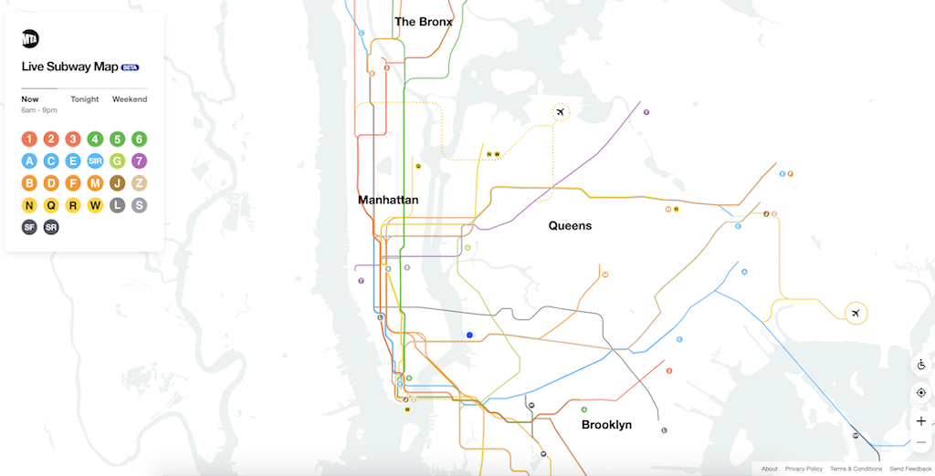 MTA Introduces a Redesigned NYC Live Subway Map