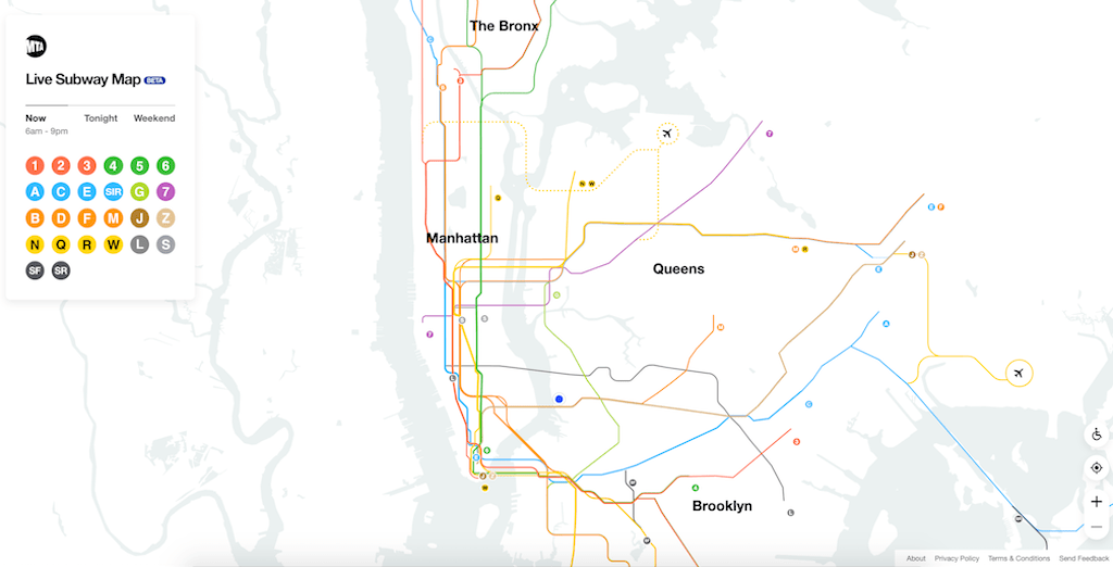 MTA Introduces a Redesigned NYC Live Subway Map
