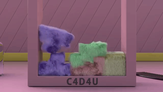 Animated Tetris With Fuzzy Softbody Stacking Pieces