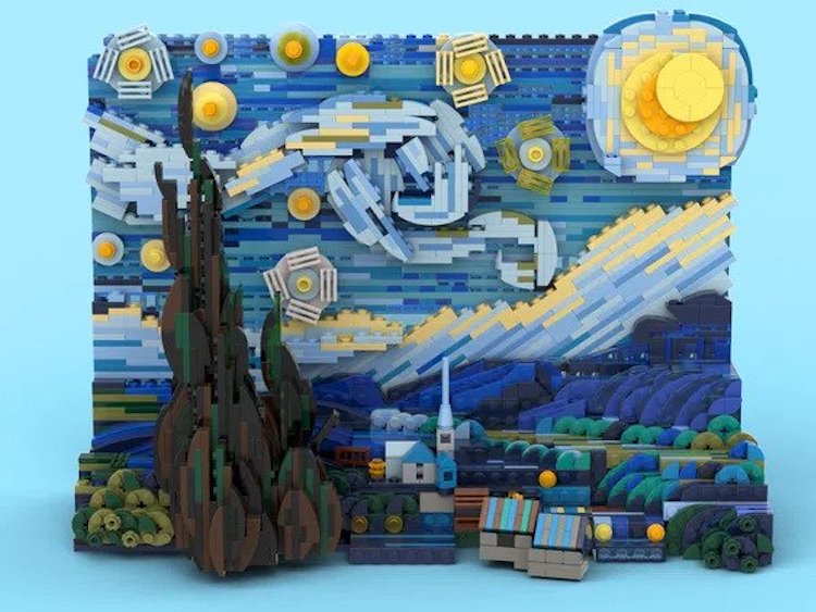 A Colorful LEGO Reinterpretation of the Iconic Painting 'The Starry ...