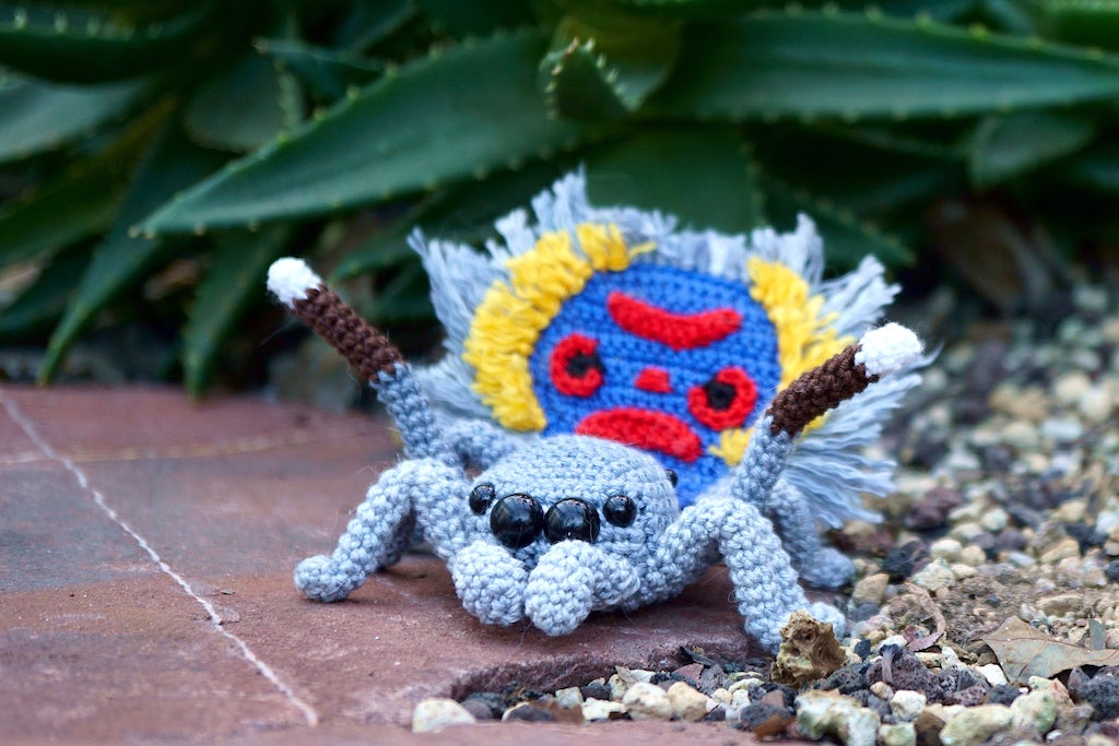 Cuddly Crocheted Amigurumi Peacock Spiders