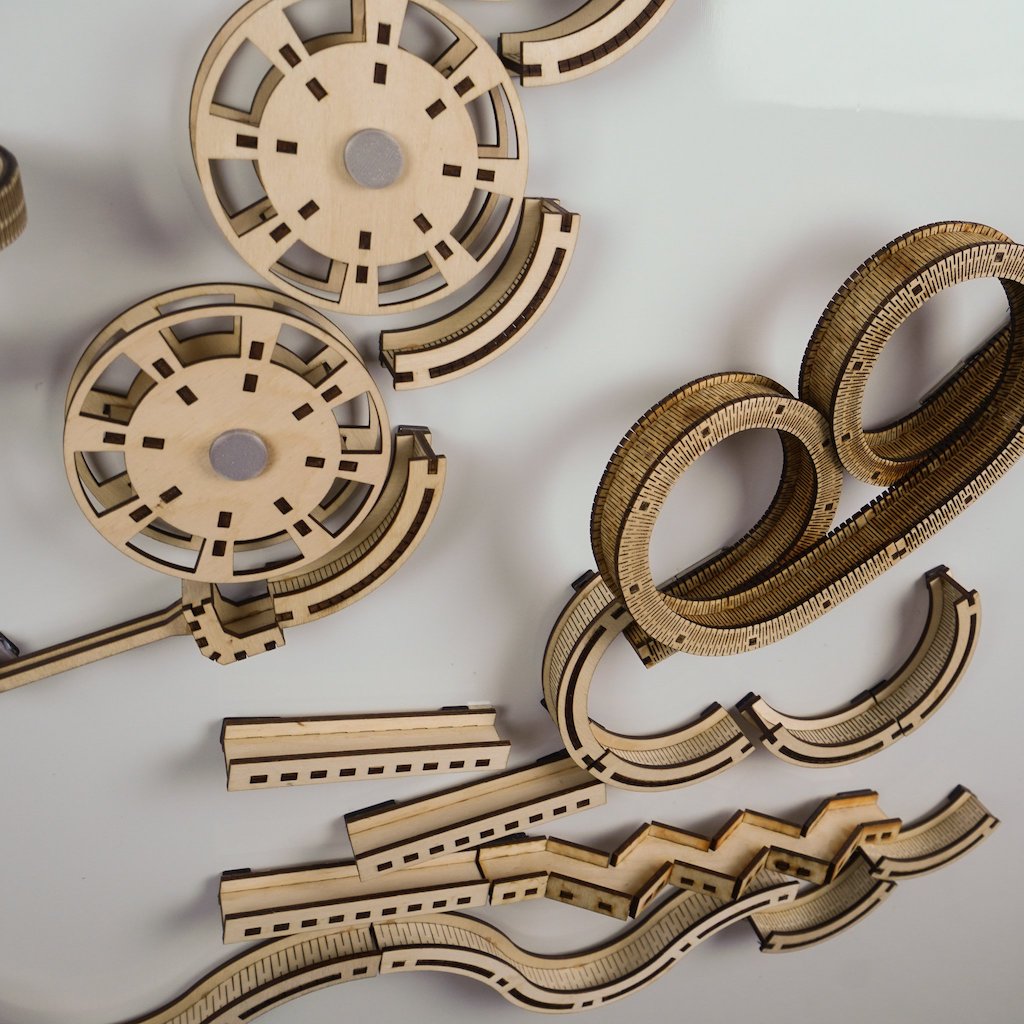 A Marvelous Modular Magnetic Marble Run Made From Laser Cut Wood That ...