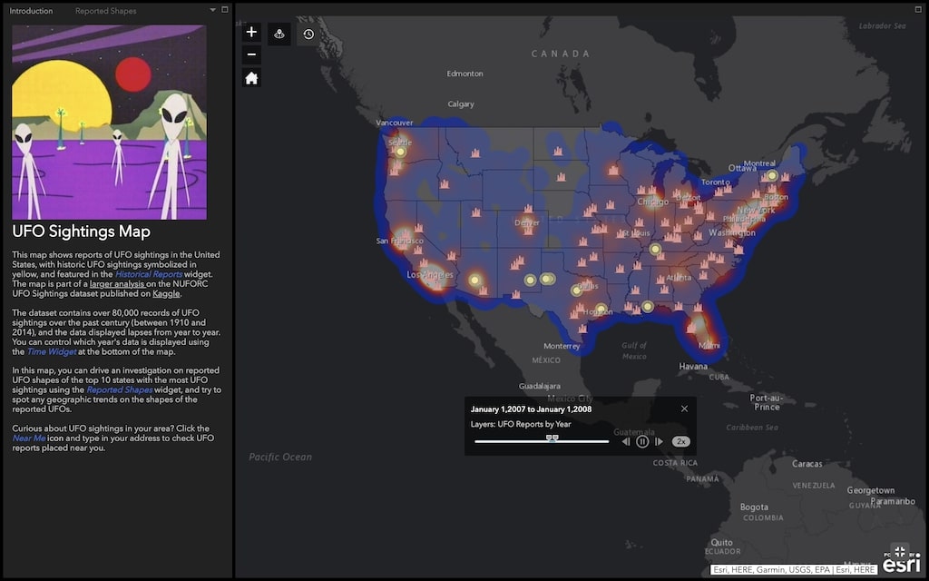 A Historic Map of UFO Sightings in the United States