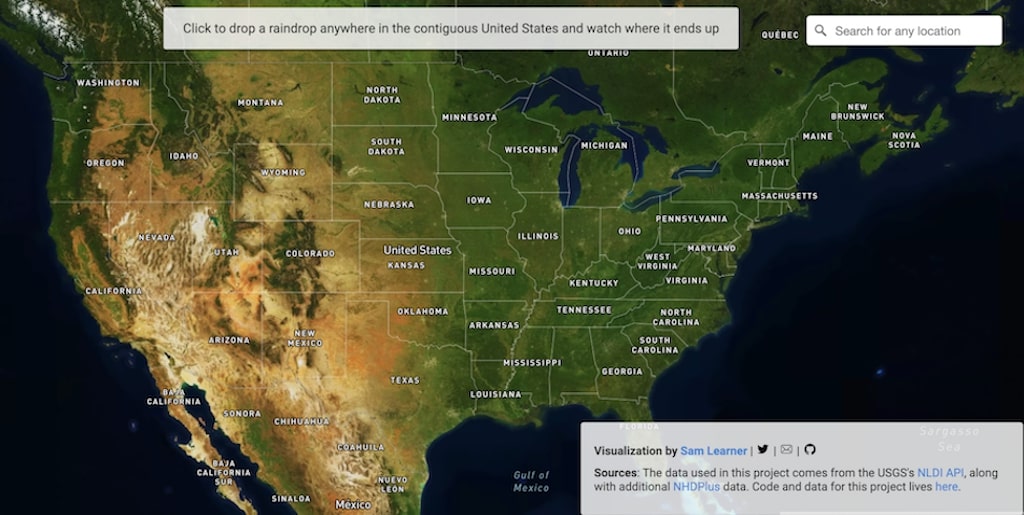 An Interactive Map That Traces the Path of a Raindrop Down Rivers and ...