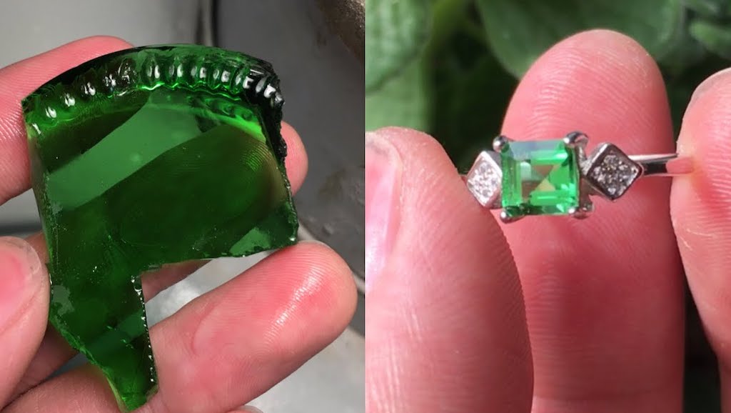 Artist Turns Broken Bottles Into Sparkling Gemstones