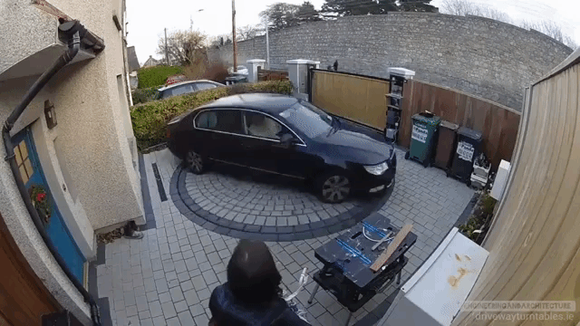 A Handy Turntable Embedded Into a Driveway That Rotates Cars Into the ...