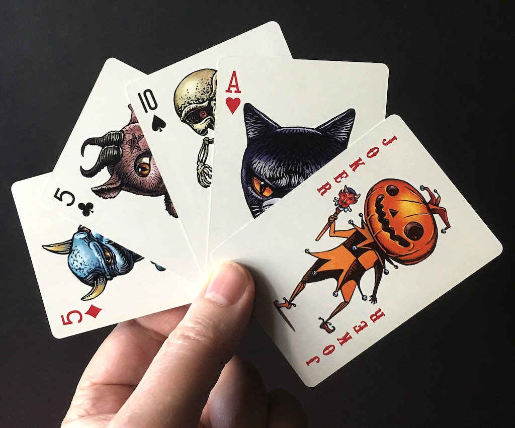 A Spooky Deck of Playing Cards Showcasing 58 Different Illustrated ...