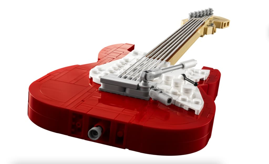 A LEGO Fender Stratocaster Guitar With an Amp, Tuning Pegs, a Pickup ...