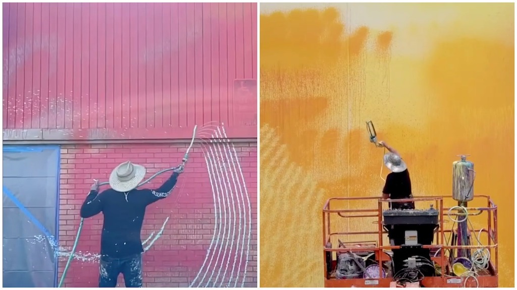 Beautiful Murals Made Using Gardening Tools