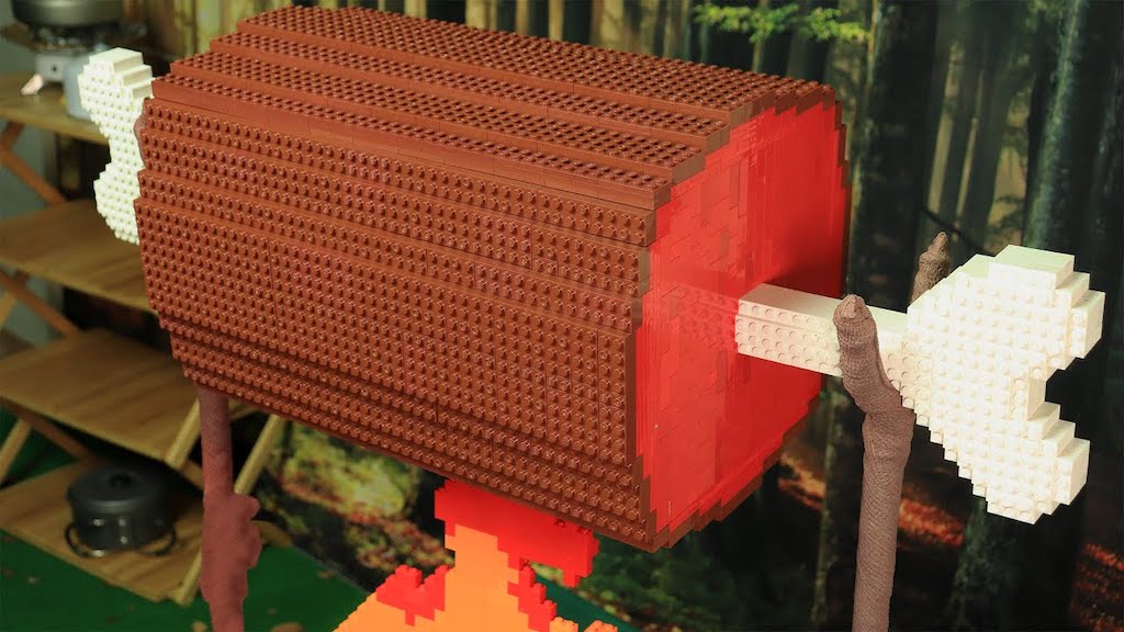 A Stop Motion Animation of a Giant Slab of LEGO Manga Meat Cooking Over ...